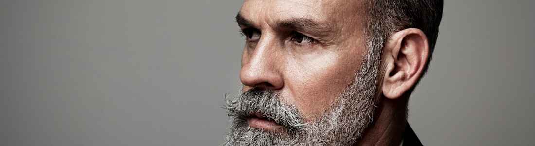 Classic Silver fox beard with a disconnected moustache - Swagger London
